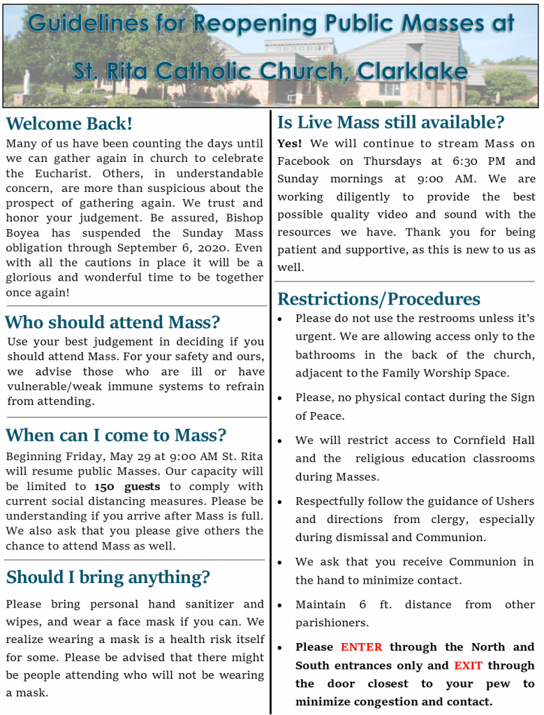 Guidelines and Procedures – St. Rita Catholic Church