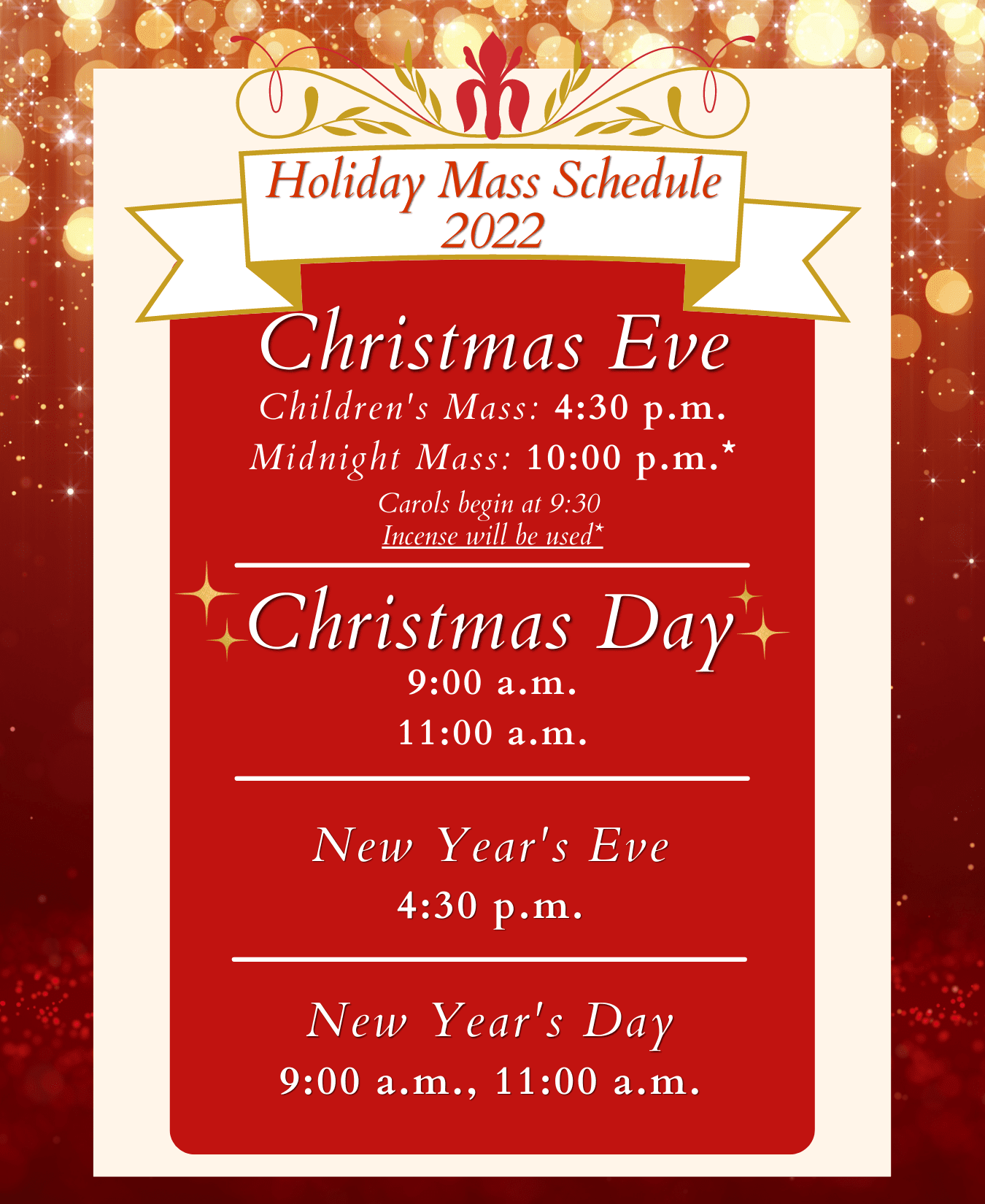Holiday Mass Schedule 2022 – St. Rita Catholic Church Holiday Mass Schedule 2022 – St. Rita Catholic Church